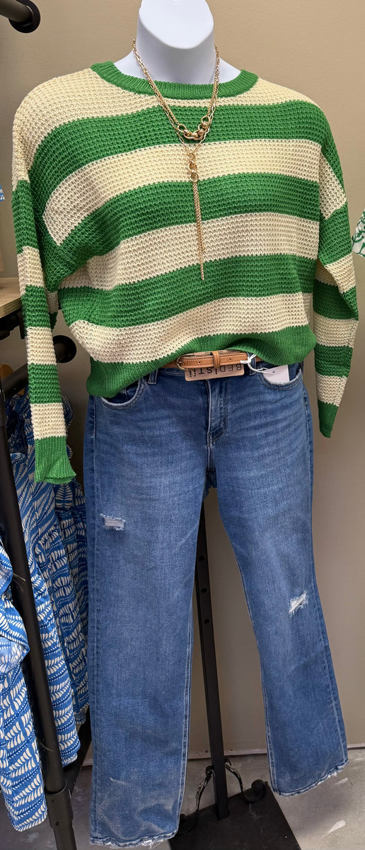 Green Shaker Sweater - SML – Seven Songbirds Boutique