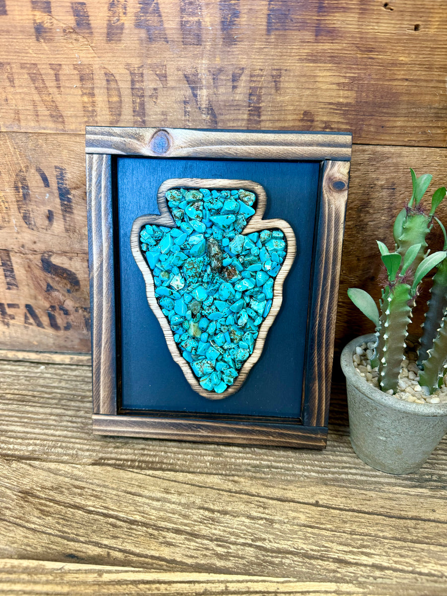 Turquoise Arrowhead Wood Framed Art – Seven Songbirds Boutique