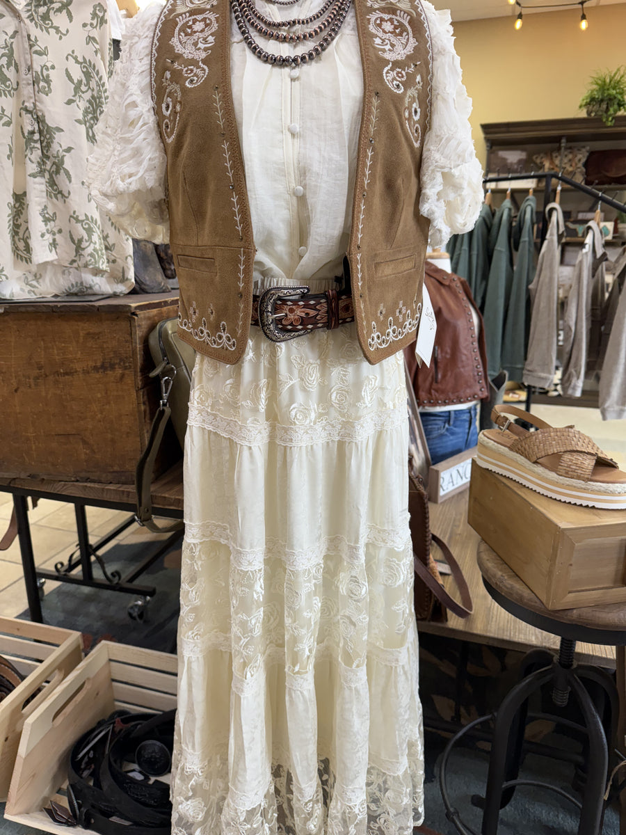 Ivory Lace Tiered Maxi Skirt - SML – Seven Songbirds Boutique